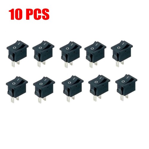 Reliable 10PCS Mini Rocker Switch 2 Pin ONOFF SPST Black Easy ...