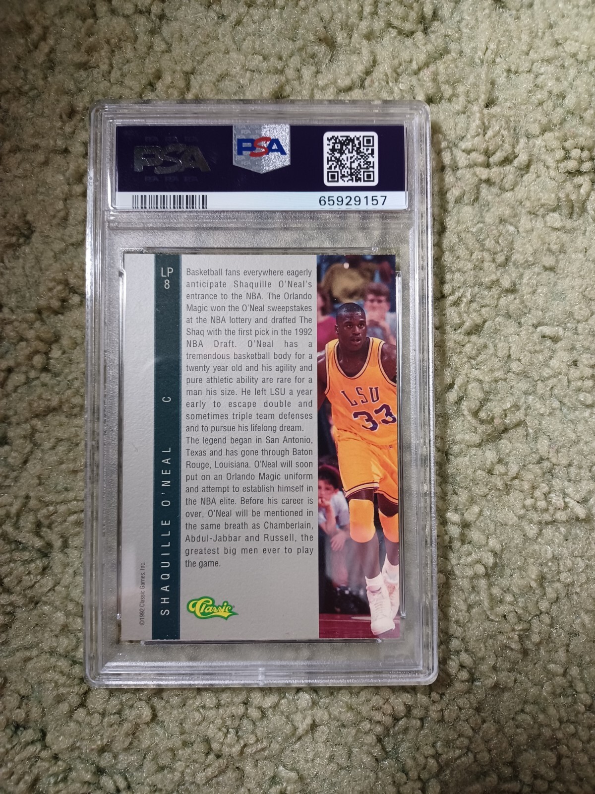 1992 SHAQ SHAQUILLE O'NEAL Classic 4 Sport Limited Print LP8 RC PSA 8 HOF MAGIC | eBay