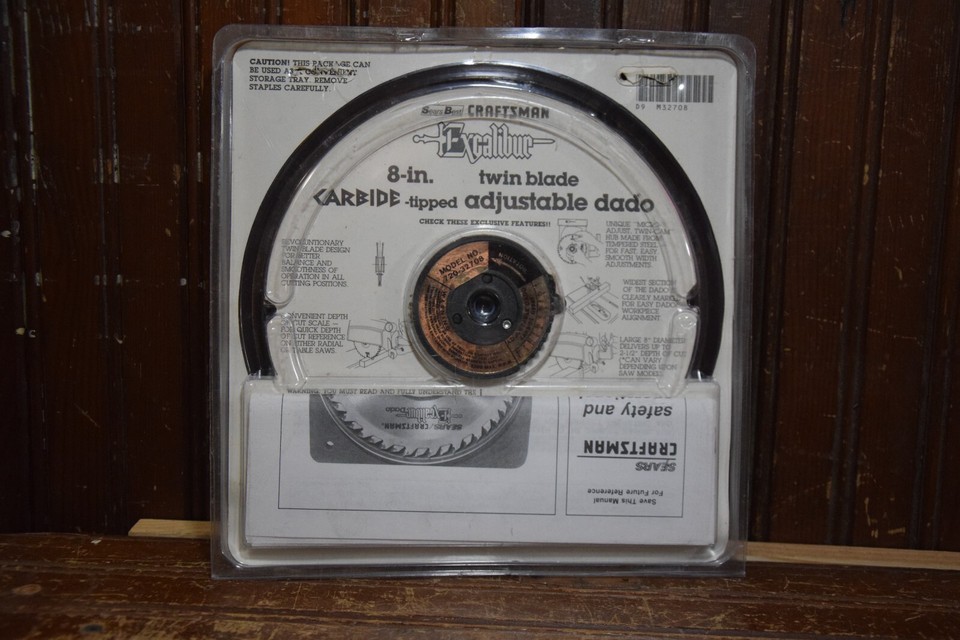 CRAFTSMAN CARBIDE TIPPED ADJUSTABLE DADO TWIN BLADE SET 8" TABLE SAW 5/ ...