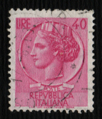 Francobollo Poste Italiane "40 Lire" Siracusana - Timbrato 1963 buone ...