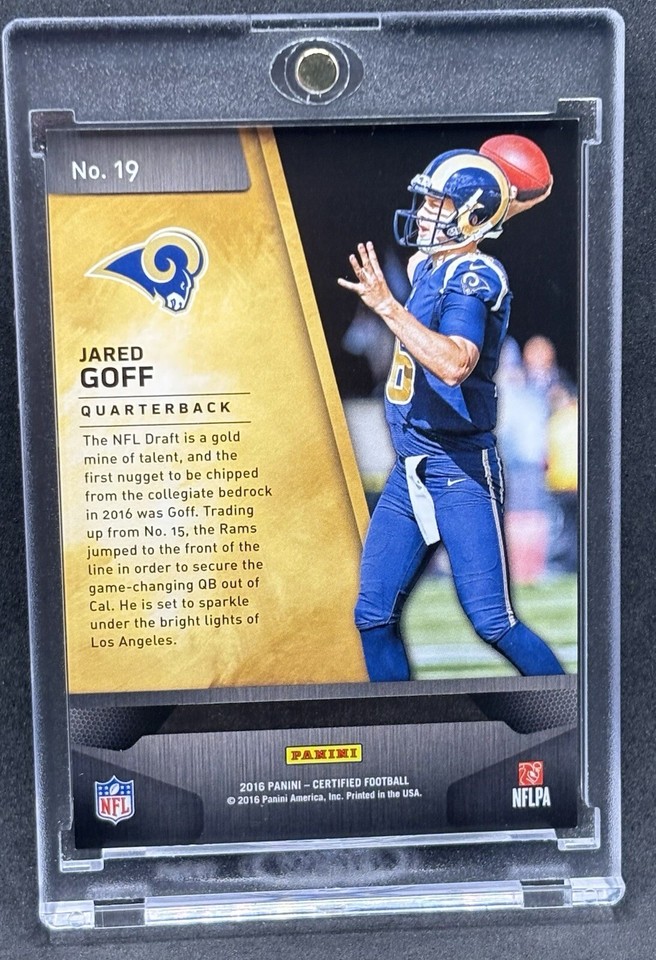 Jared Goff RARE ROOKIE RC GOLD REFRACTOR INVESTMENT CARD SSP PANINI ...