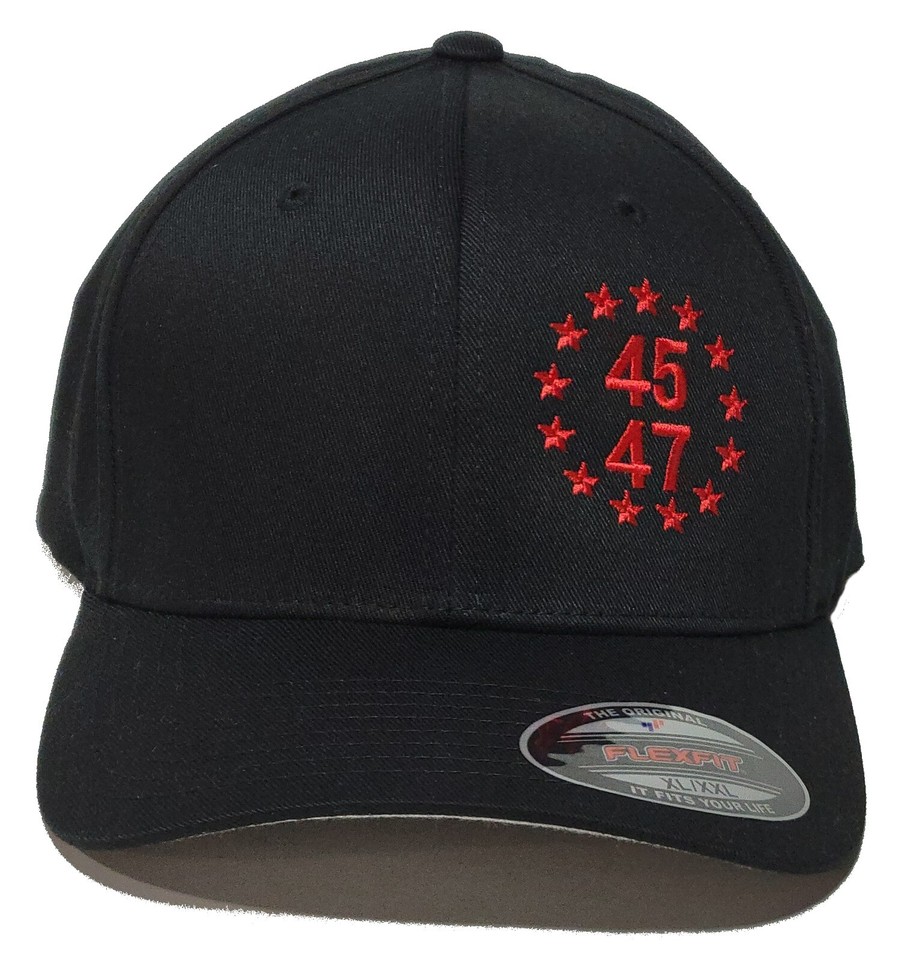 President Trump MAGA Red 45-47 Embroidered 2XL XXL FLEXFIT Black Cap ...