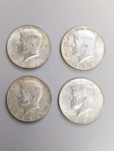1968-D Kennedy Half Dollar Coins (40% silver) Lot Of 4 Circulated | eBay