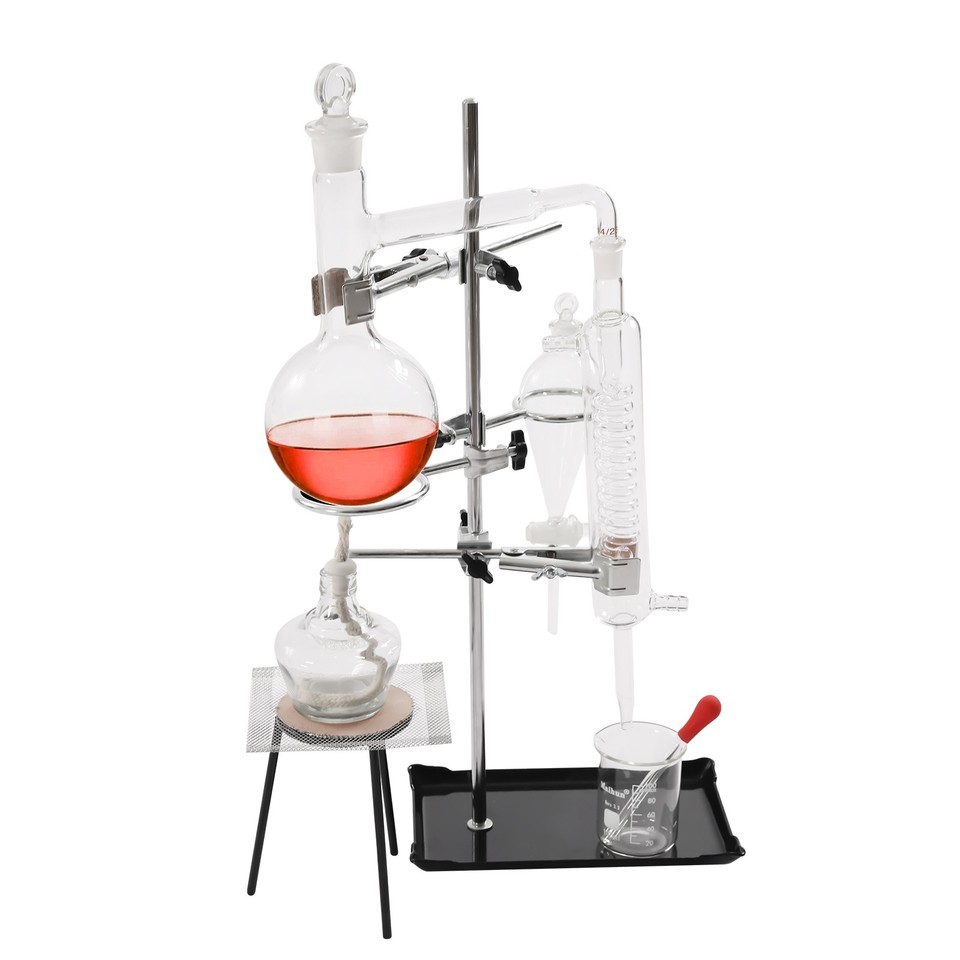 New 500ml Lab Distillation Apparatus Essential Oil Pure Water Glassware ...