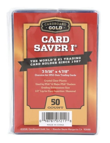 50 Ct Card Saver I CS 1 Cardboard Gold PSA Graded Semi Rigid Holders ...