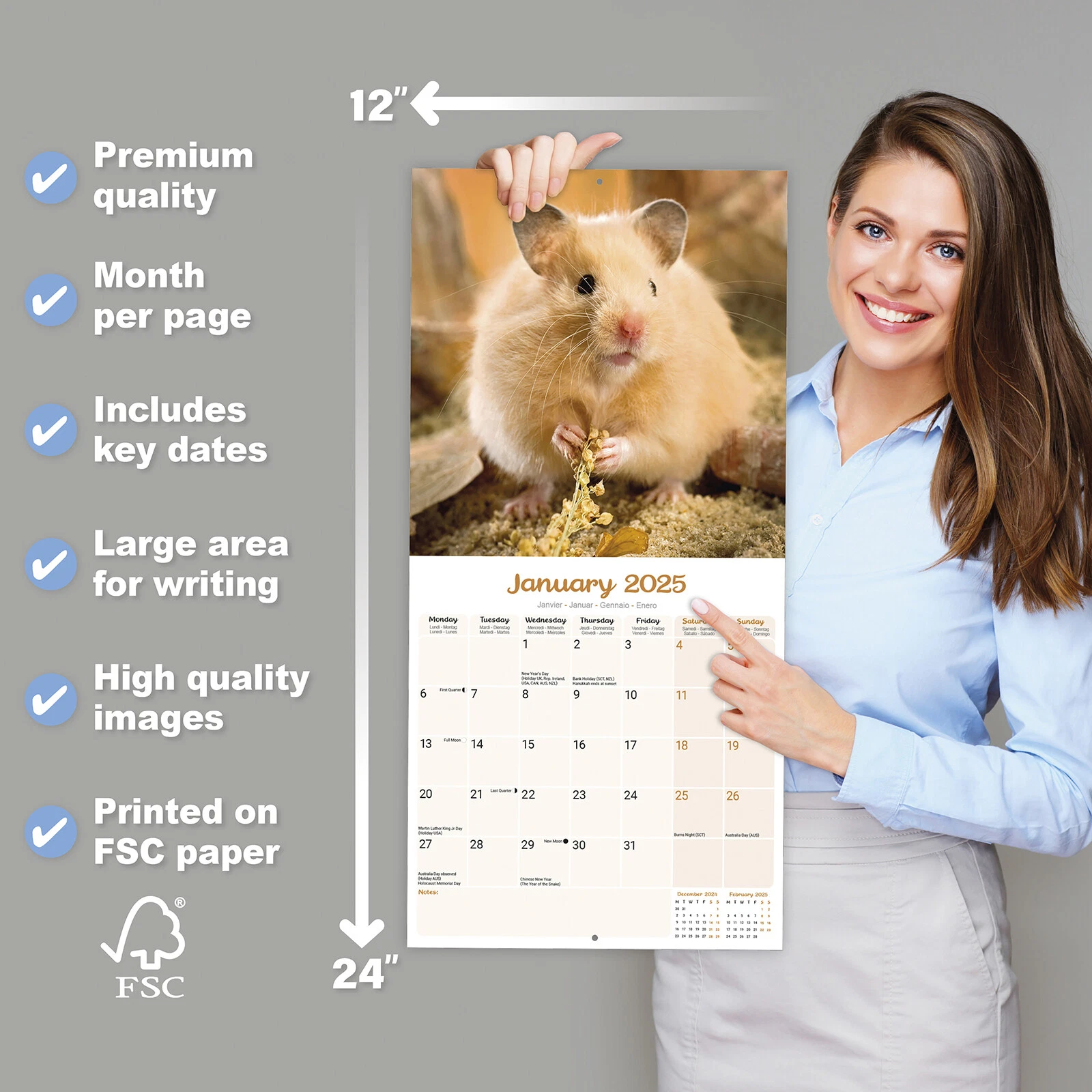 Hamsters Calendar 2025 Gift Wall Calendar 15% OFF MULTI ORDERS | ID ...