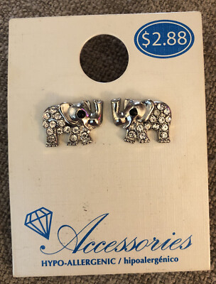 Accessories Earrings - Elephant - Rhinestone - Hypo-Allergenic - New ...