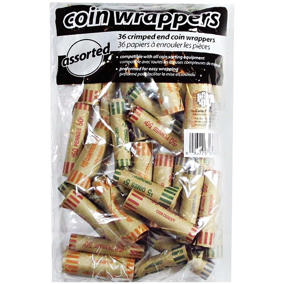 180 Assorted Coin Wrappers Preformed Rolls Paper Tubes Holds Crimped ...