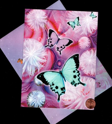 HTF Butterflies Lavender Purple Mystical Flowers Bubbles Pink - Blank ...
