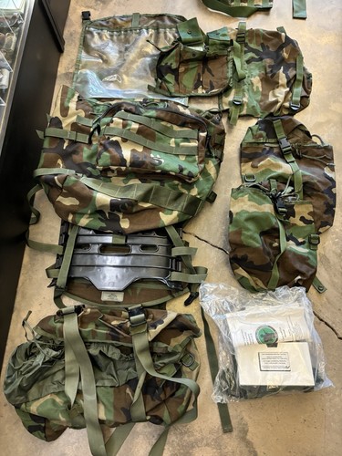 NOS Molle II Woodland Large Ruck Frame Backpack FLC Rifleman pouches ...