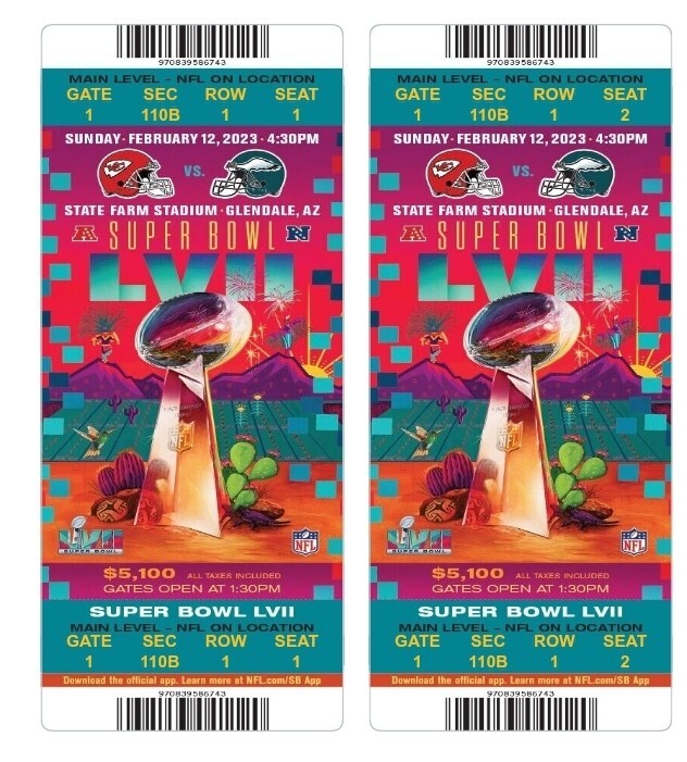Commemorative 2023 Super Bowl LVII Ticket Eagles Chiefs - Customizeable ...