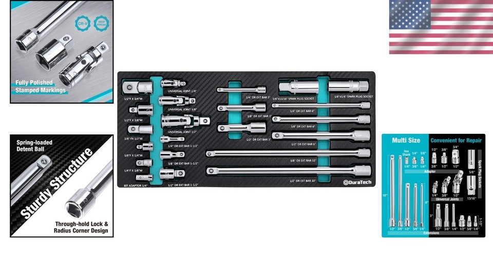 Complete Socket Accessory Set with EVA Organizer - 22 Pieces for ...