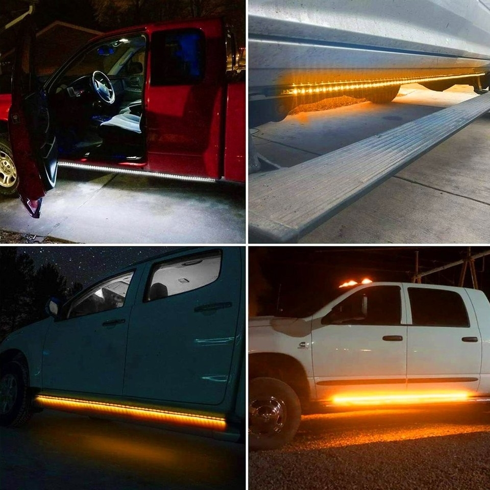 2X 60" Running LED Board Light Side Step Strip Bar White Amber Turn ...