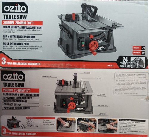 OZITO Tabletop Table Saw 254mm (10") 2000W Motor Dust Port + Blade +3yr ...