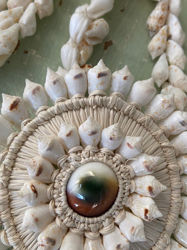 Vintage Sea Shell Operculum Shiva Eye Long Beaded Necklace | eBay