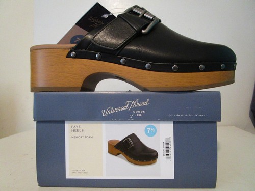 Universal Thread Womens Faye Heels Casual Slip On Clog Mule Black Size ...