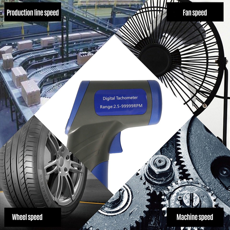 Digital Laser Tachometer Handheld RPM Meter Speedmeter Engine Motor ...