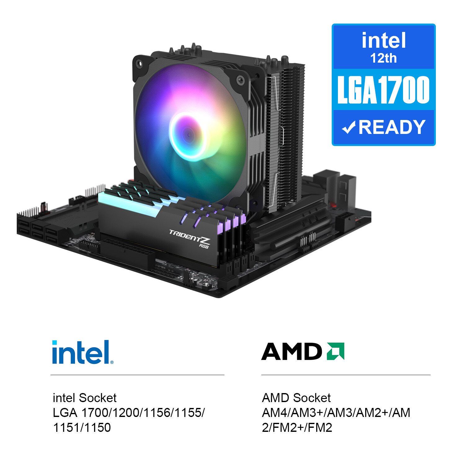 OPEN BOX CPU Cooler w/ 5 Heatpipe Heatsink 120mm PWM Fan RGB LGA 1700 ...