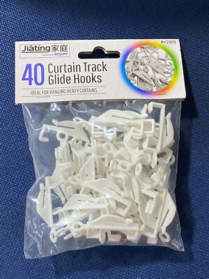 Solo Glide White Drape Curtain Hooks Glider Rail Track Runner Pack of ...