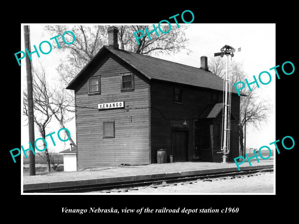 OLD POSTCARD SIZE PHOTO OF VENANGO NEBRASKA THE RAILROAD DEPOT STATION ...