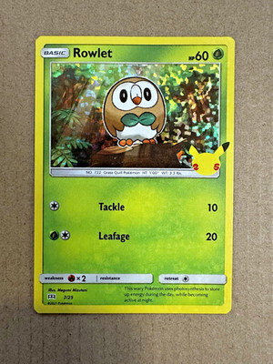 Rowlet 7/25 Holo Pokémon 25th Anniversary McDonald’s Promo NM or better ...