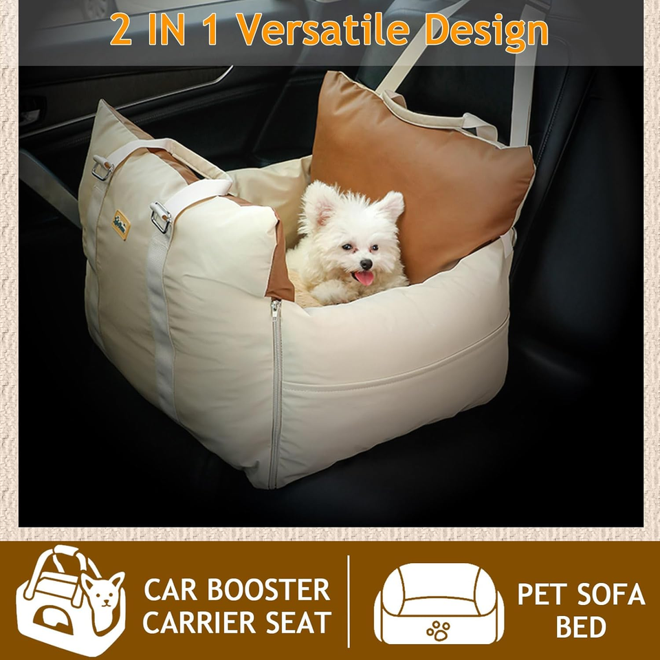 Dog Car Booster Seat for Small Dogs Cats, Waterproof Elevated Pet Car ...