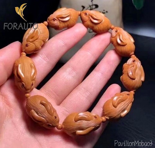Olive Nut Carved Rabbit Beads Bracelet Hand Chain | eBay