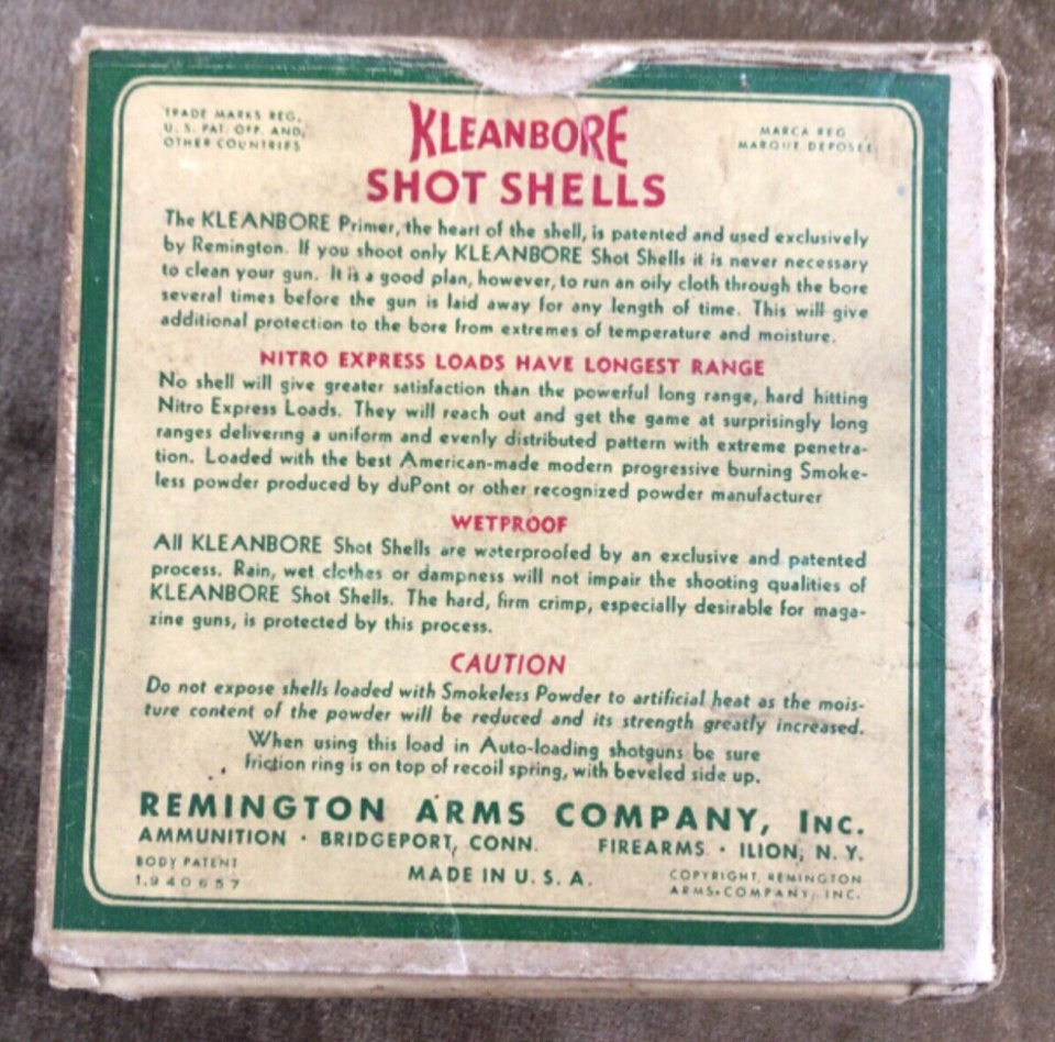Vintage Remington DuPont Kleanbore Nitro Express GA. Shotgun Shells ...