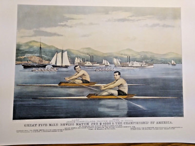 "GREAT FIVE MILE ROWING MATCH " 19x14 1867 Hudson River Newburg, NY | eBay