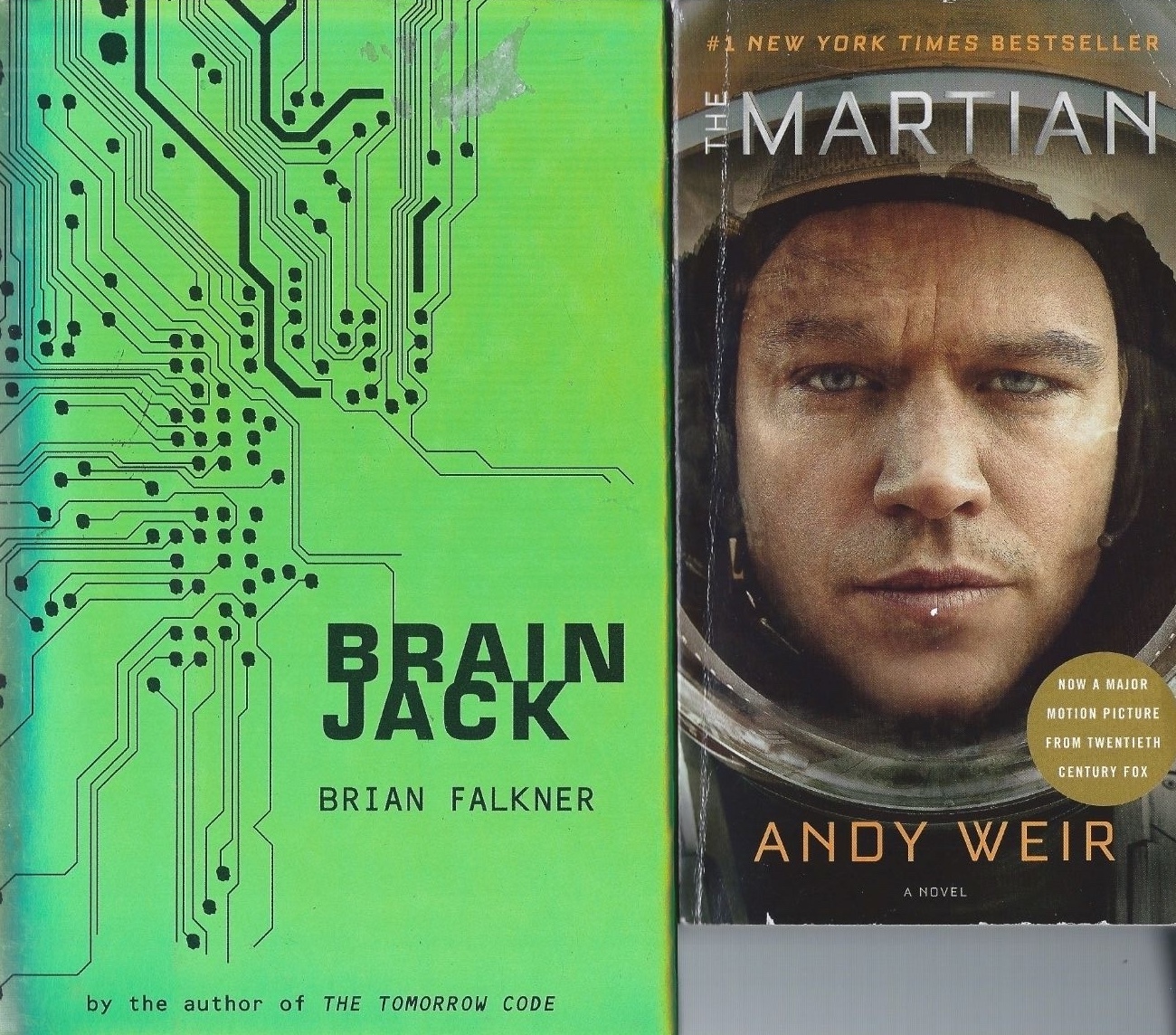 2 Sci Fi Novels! Brain Jack by Brian Falkner HCDJ & The Martian by Andy ...