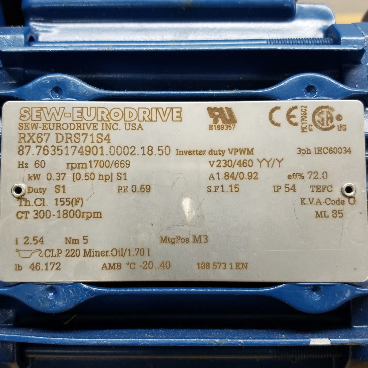 Sew-Eurodrive DRN80M4/FG/DH AC Motor, 50% OFF