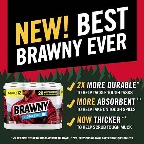 Brawny Pick-A-Size Paper Towels, 6 Double Rolls = 12 Regular Rolls, 2 Sheet Size 42000444736 | eBay
