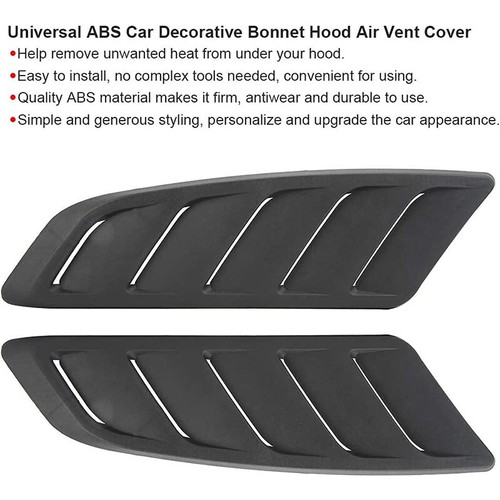 2X Air Flow Intake Hood Scoop Bonnet Vent Cover Universal Black Car ...