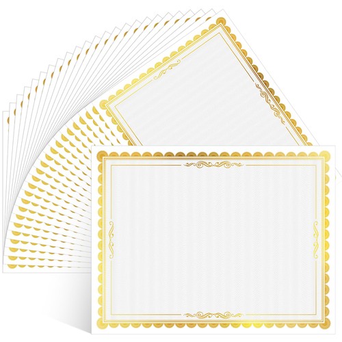 100 Sheet Gold Foil Border Certificate Paper 8.5x11 for Printing ...