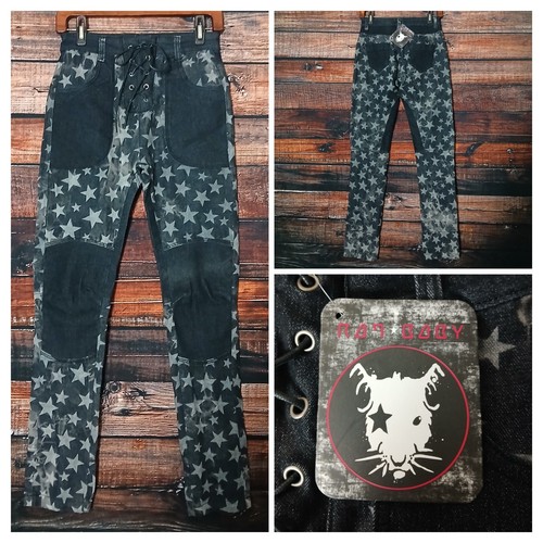 Rat Baby Jeans Size 5 Lace Front Star Print RARE Vintage Too Fast Goth ...