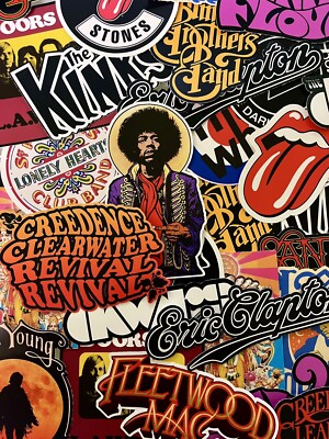 Classic Rock Sticker Pack - Jimi Hendrix, Rolling Stones, The Beatles ...