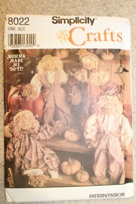 Sewing Pattern Simplicity Crafts 8022 Scarecrow Clown 18" Cloth Doll ...