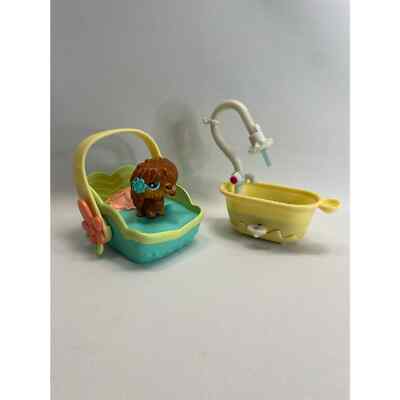 Littlest Pet Shop LPS Magic Motion Sheepdog with Bed and Bath/ Shower ...