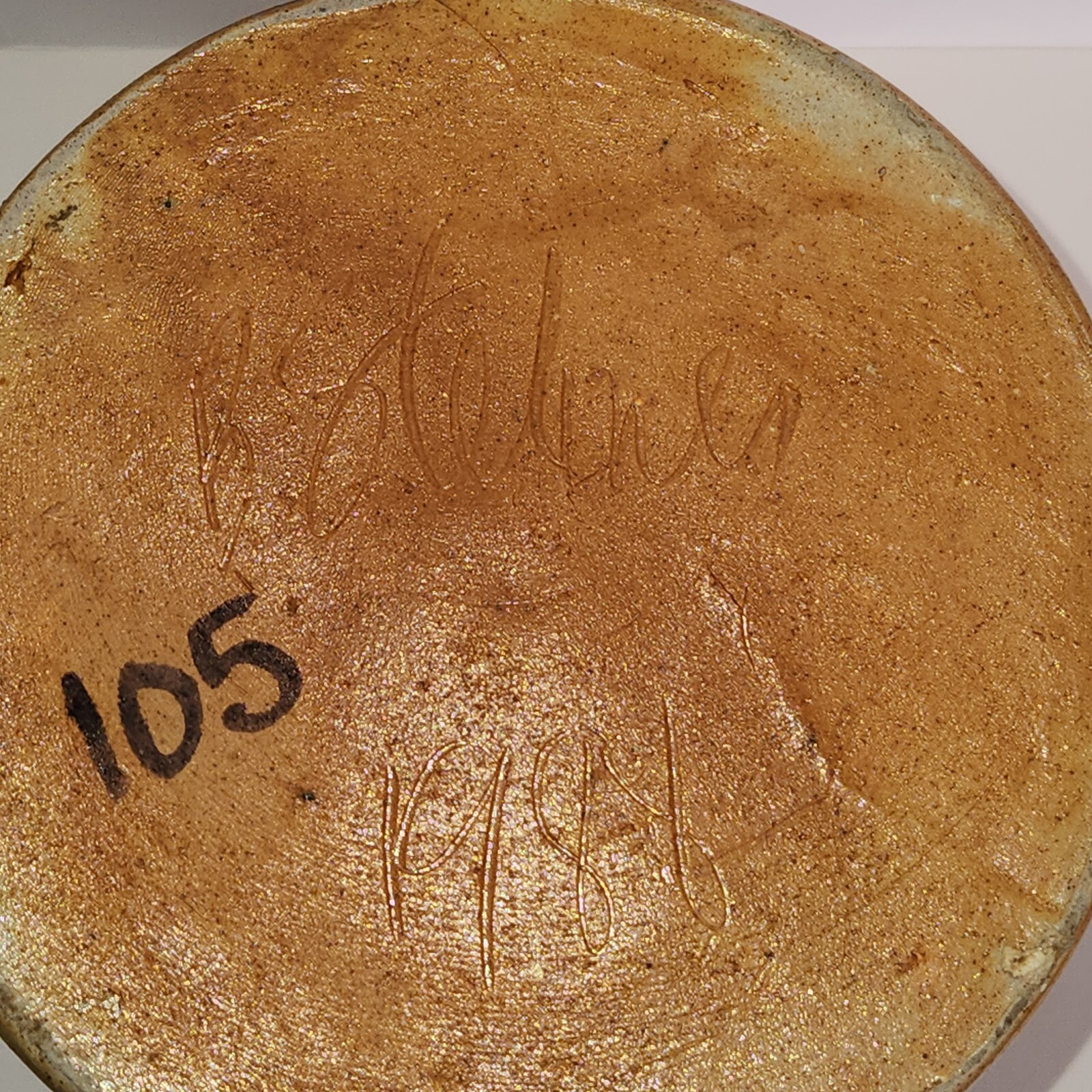 1988 B Stebner Pottery Crock Hartville Ohio Cobalt Blue 2 Ladies Girls ...