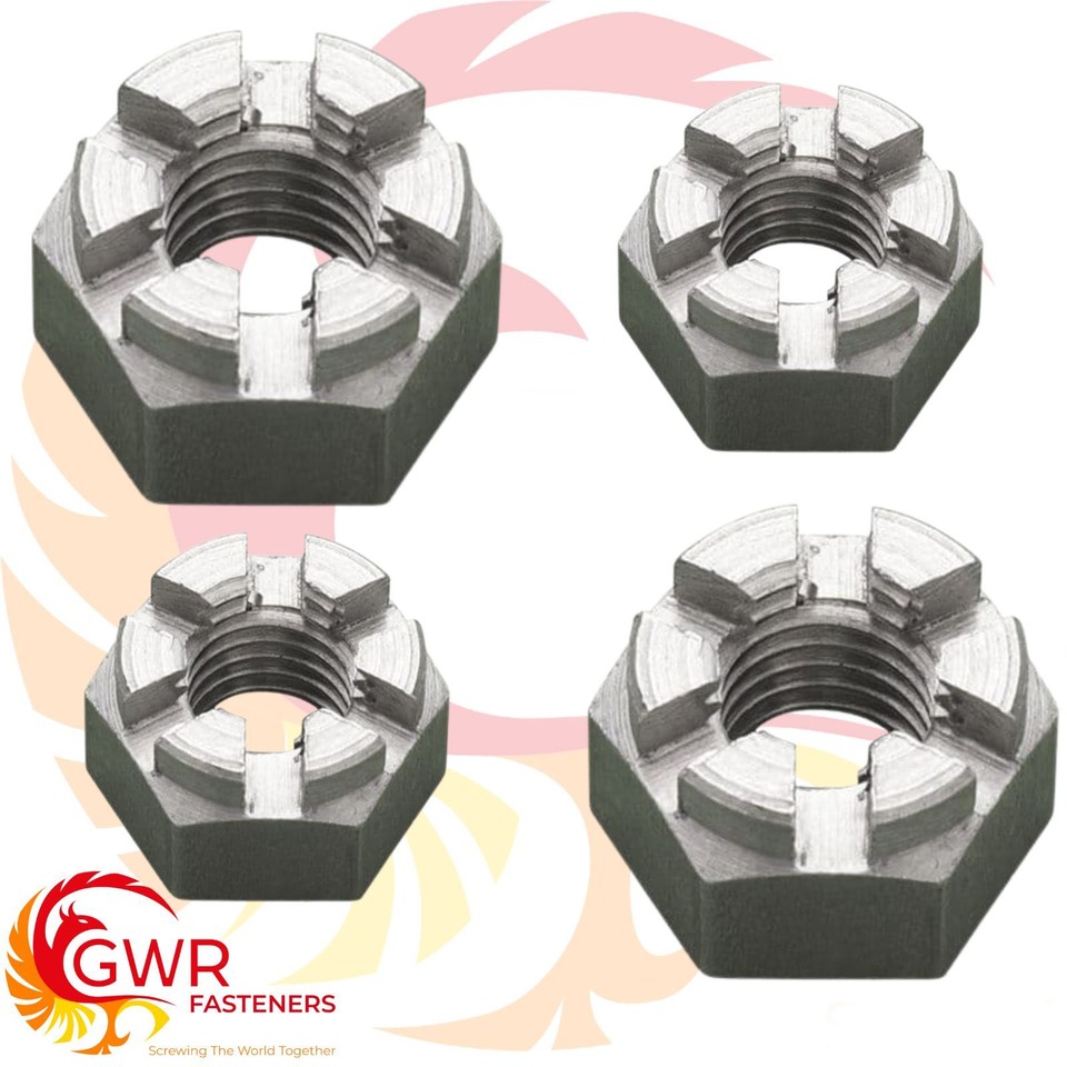 M8 M10 M12 M14 M16 M18 M20 FINE PITCH CASTLE NUTS SLOTTED NUT SELF ...