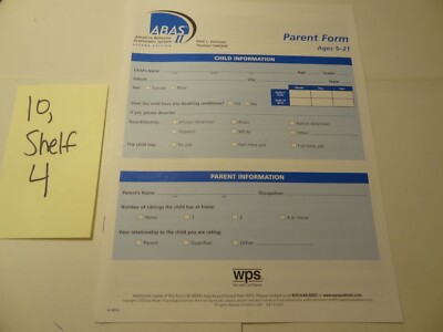 WPS ABAS II Parent Form Ages 5-21 | eBay