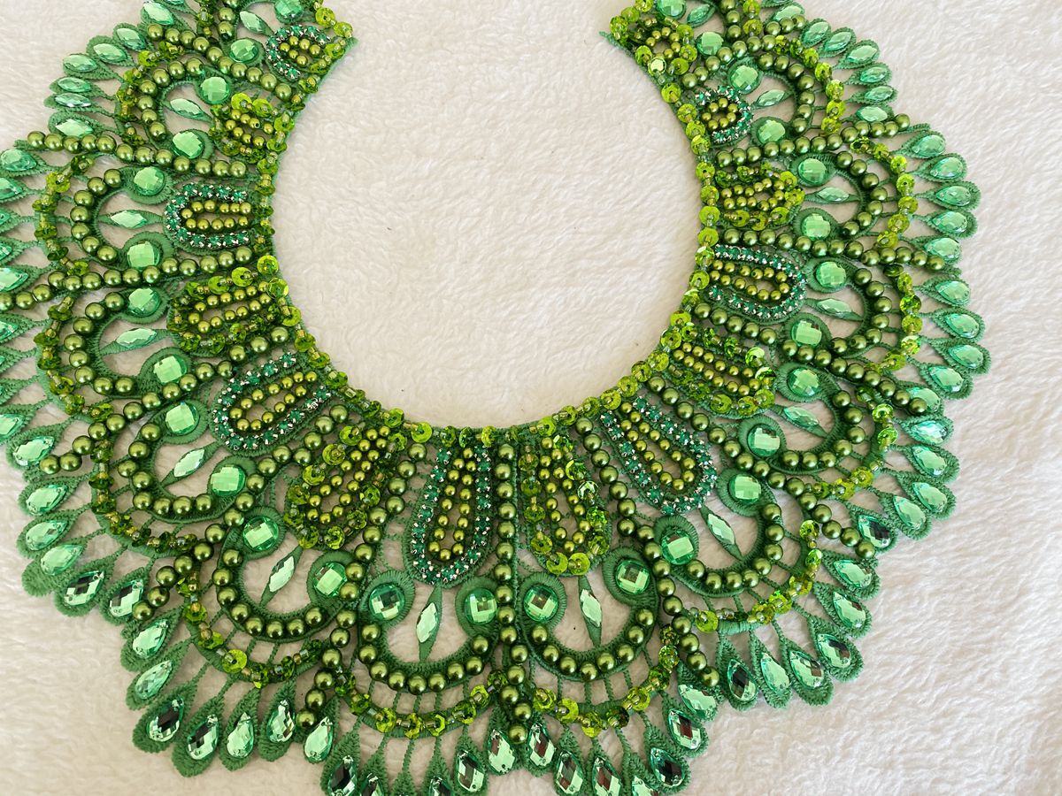 Rhinestone Beaded Neck Trim Patch Neckline Collar Sewing Applique ...