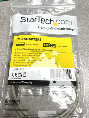 NEW StarTech 4 Port USB A Female Slot Plate Adapter USBPLATE4 | eBay