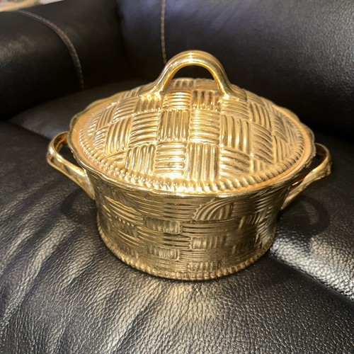 Golden Glow, Golden Weave, Hall China, Carbone- 10" Covered Casserole ...