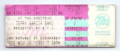 Jerry Garcia Band Concert Ticket Stub November 16 1993 Philadelphia ...