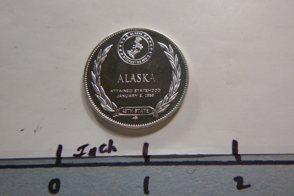 ALASKA STATEHOOD IN 1959 FRANKLIN MINT SILVER COIN VERY RARE IN SET ...