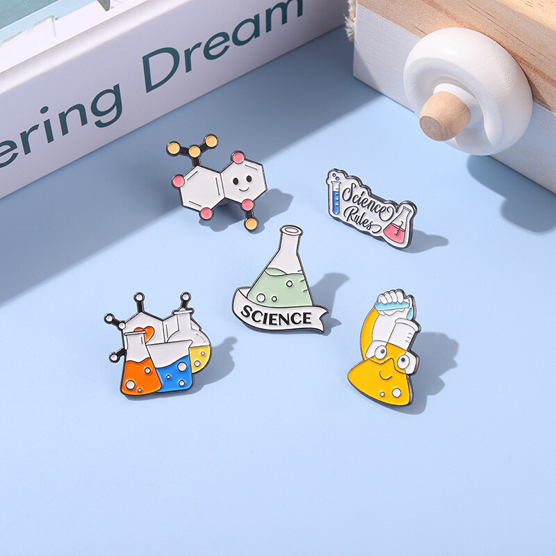 Chemistry Series Brooch Cartoon Beaker Brooch Test Tube Cup Enamel Pins ...