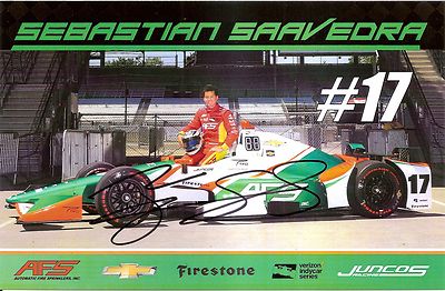 2017 SEBASTIAN SAAVEDRA signed INDIANAPOLIS 500 HERO PHOTO CARD INDY ...