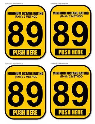 x4 - 89 Octane Gas Pump Button Vinyl Sticker Gasoline Petrol Decal 2x2 ...