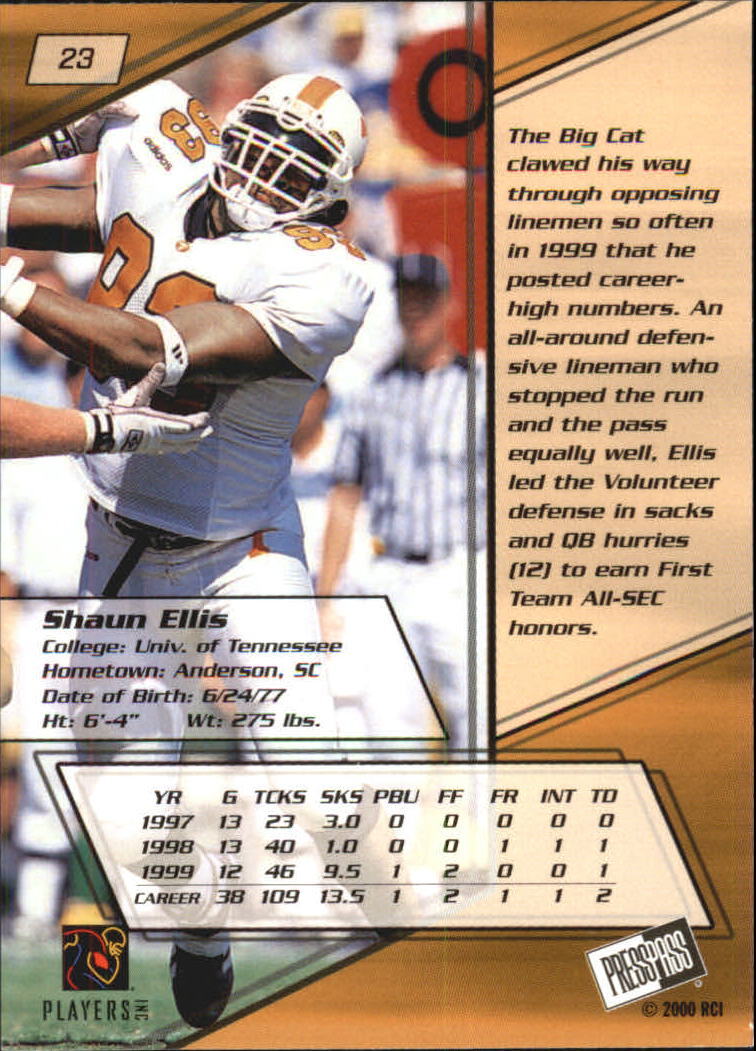 2000 Press Pass - #23 Shaun Ellis (RC) for sale online | eBay